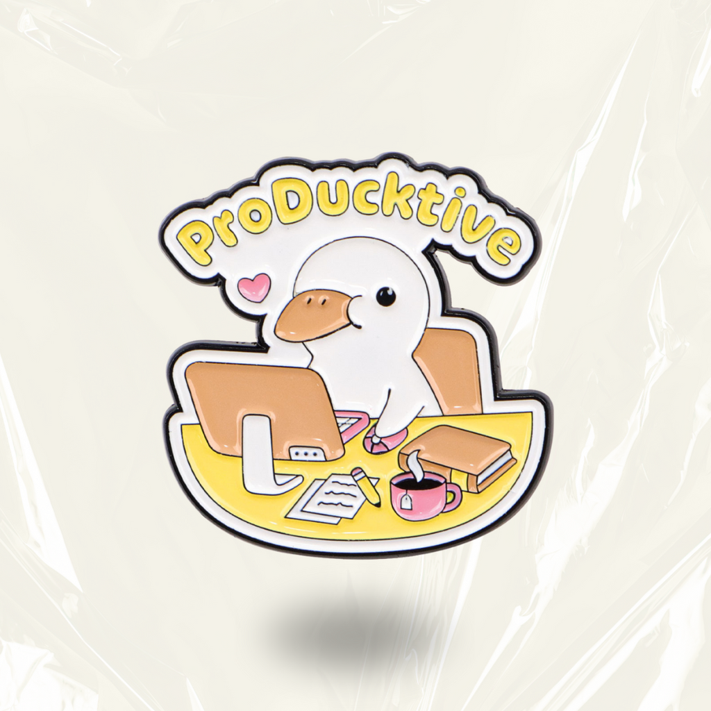 Funny Duck Productivity Pin - ProDucktive Badge for Motivation and Fun ...