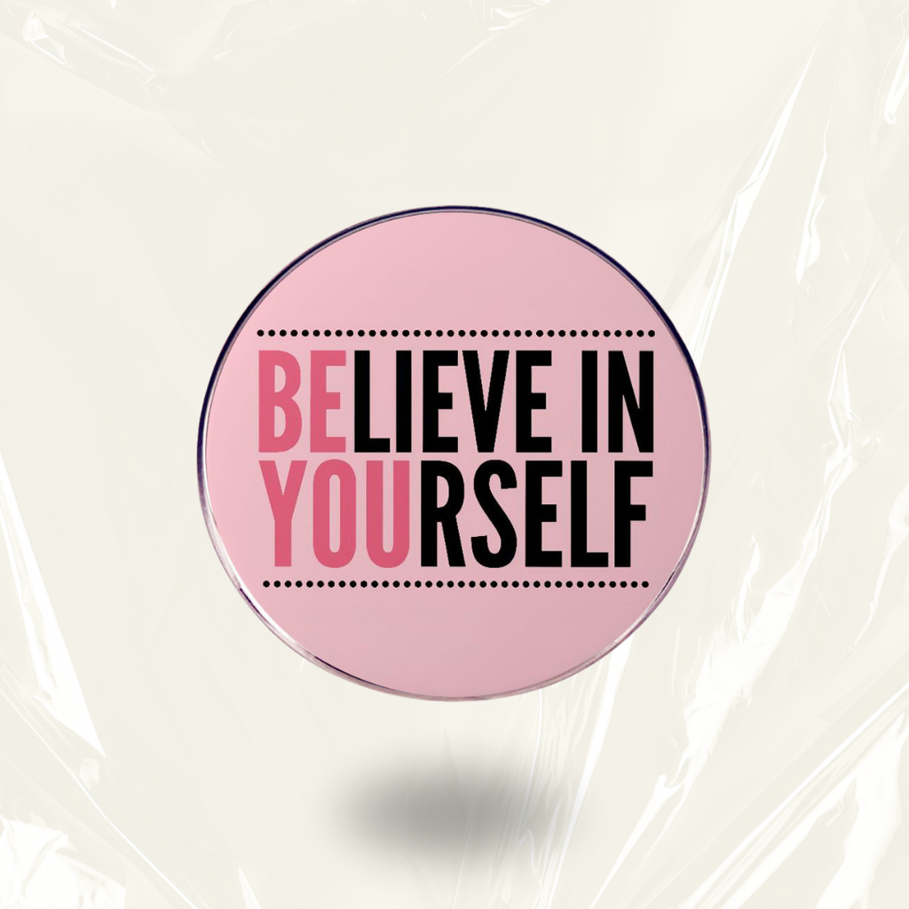 Pink Aesthetic Motivational Pin - Believe in Yourself Badge – MindCoco